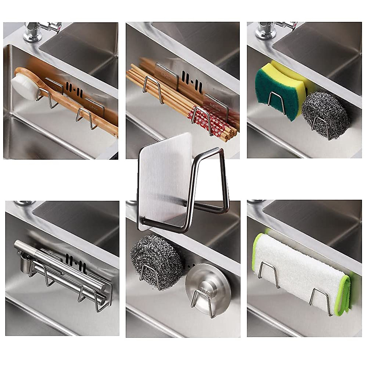 3pcs Kitchen Sink Sponge Holder Drain Rack ,Accessories Stainless Steel Waterproof Sponge Frame