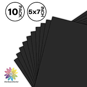 Mat Board Center, 10-Pack 5x7 Black Uncut Mat Boards/Backing Boards for Crafts, Frames, Photos, and More