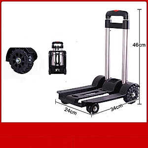 Generic Handling Vehicle Flatbed Truck Portable Folding Hand Truck 360° Rotating Platform Cart for Luggage Personal Travel Shopping Auto Moving and Office Use, 24X46CM, Black