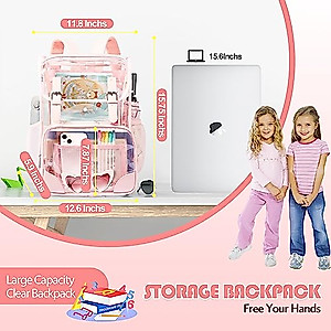 Jinyunco Clear Backpack Stadium Approved Travel Backpack For Women School Backpack For Girls,Clear Backpack For Kids/Adults