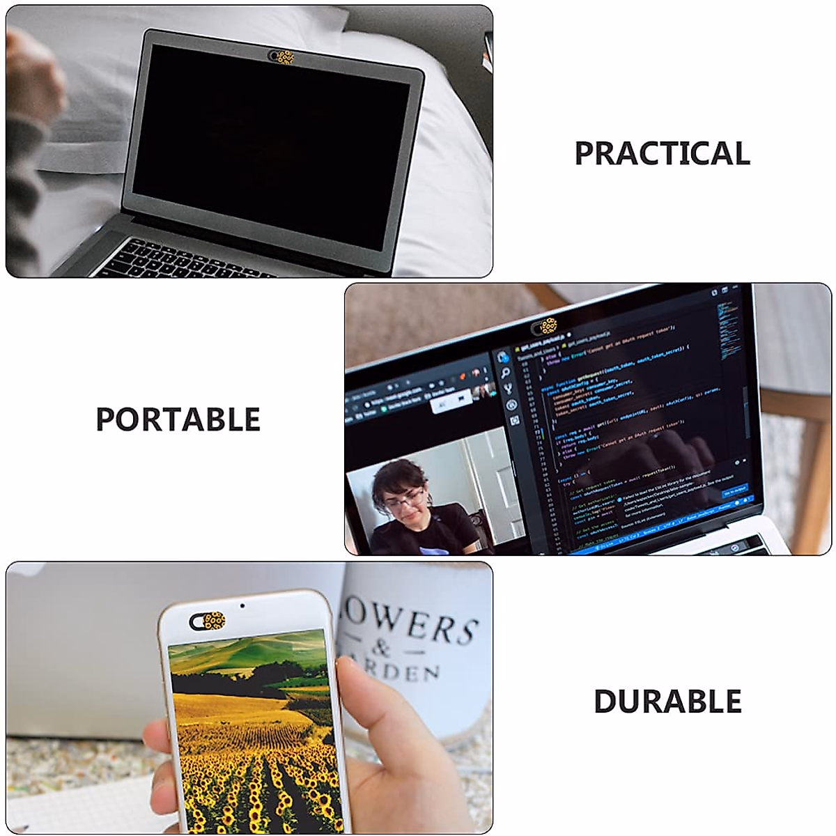 SOLUSTRE 9 pcs Camera Cover Smartphone Lens Cover Webcam Cover Privacy Cover Webcam Lens Cover Tablet Camera lid Webcam lid Webcam Slider tableta con pantalla tabletd Sunflower Computer abs