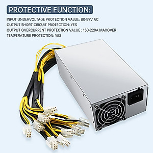 Power Supply Apw7 Equivalent 110V-230V - 1800W 6-Pin Connect Miner Mining sha-256 Algorithm, Mining Hardware, Asic Miner, Crypto Miner Rig for Mining Crypto Coins