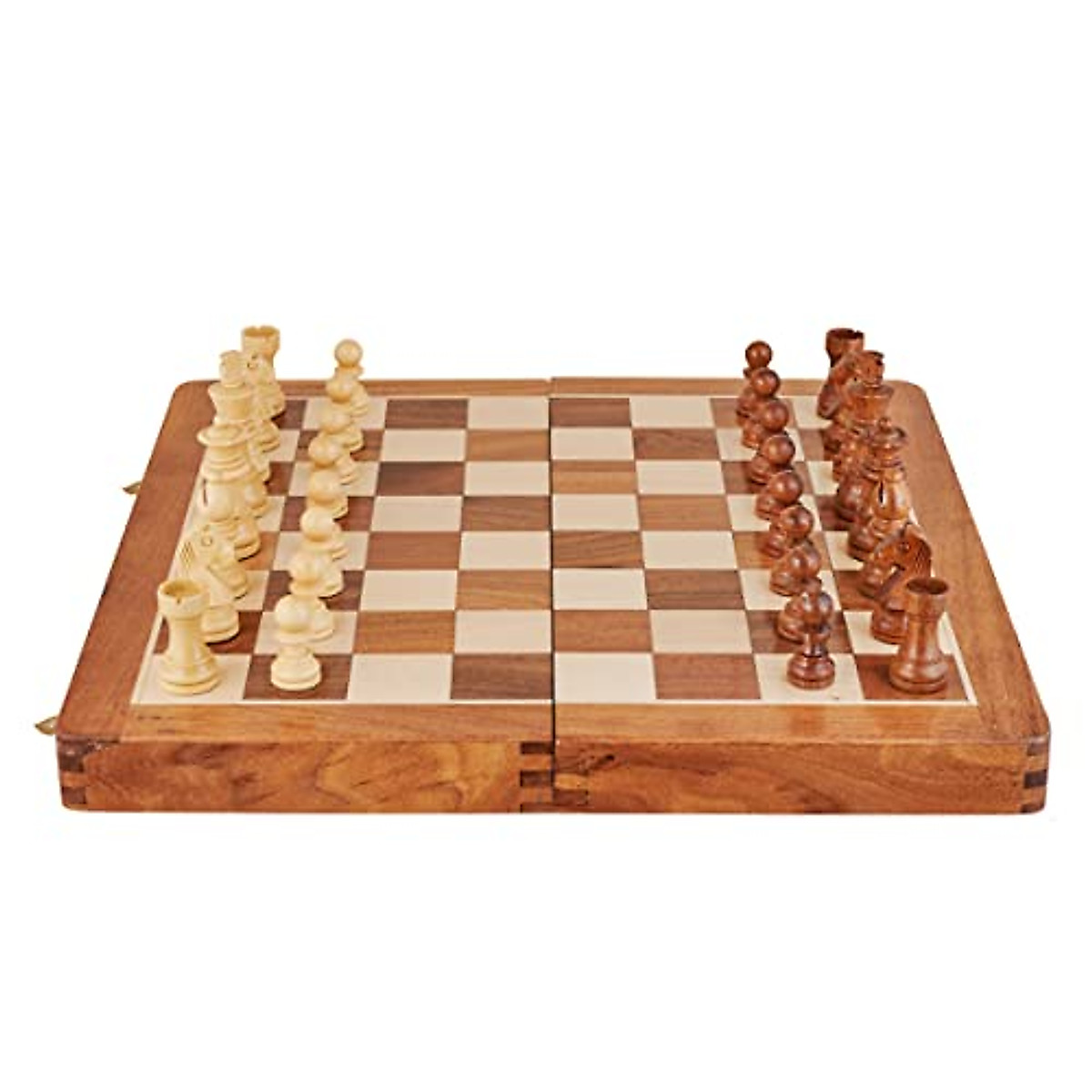 14 Inch Large Wood Magnetic Chess Set with Storage - Folding Wooden Travel Chess Board Game with Chessmen Storage - Handmade Tournament Chess Set - Best Strategy Educational Toy for Adults Teens