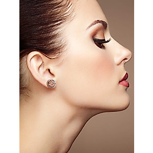 Boao 15 Pairs Druzy Stud Bulk Earrings Set Stainless Steel Round post Earrings Bohemian Pierced Earrings Jewelry for Women (8.0 Millimeters)