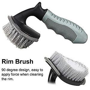 Linkhood 2-Pack Steel and Alloy Wheel Cleaning Brush, Rim Brush + Tire Brush Cleaner for Your Car, Motorcycle or Bicycle Tire Brush Washing Tool