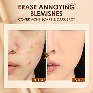 FOCALLURE High Coverage Matte Liquid Concealer,Non-Creasing & Lightweight Face Contour Concealer,Long Lasting Waterproof Concealer Makeup to Cover All the Blemishes With Built-in Brush,#03-Peach corrector