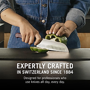 Victorinox 6.7-Inch Wood Santoku Knife with Fluted Edge