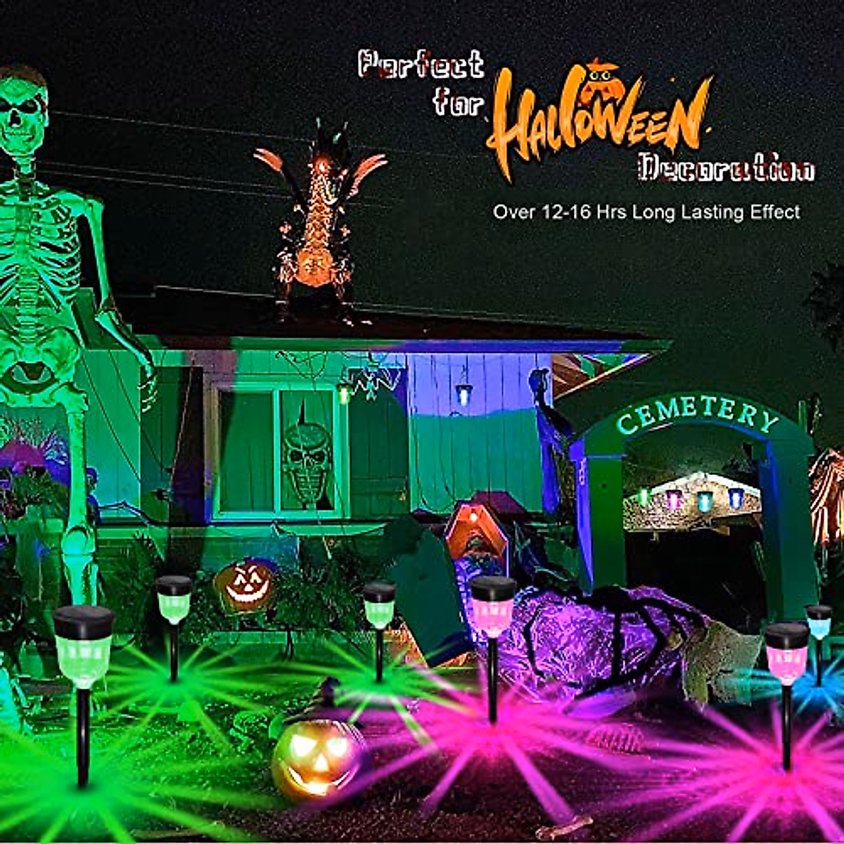 YoungPower Solar Pathway Lights, LED Solar Light Outdoor Color Changing Solar Garden Lights Waterproof Auto On/Off Multi Color Sun Powered Landscape Lighting for Garden Walkway, 8P