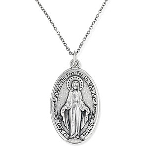 Pack of 3 - Miraculous Medal Pendant Extra Large - 1.75" Silver Oxidized Large Pendant for Necklace, Medals for Jewelry Catholic - Made in Italy