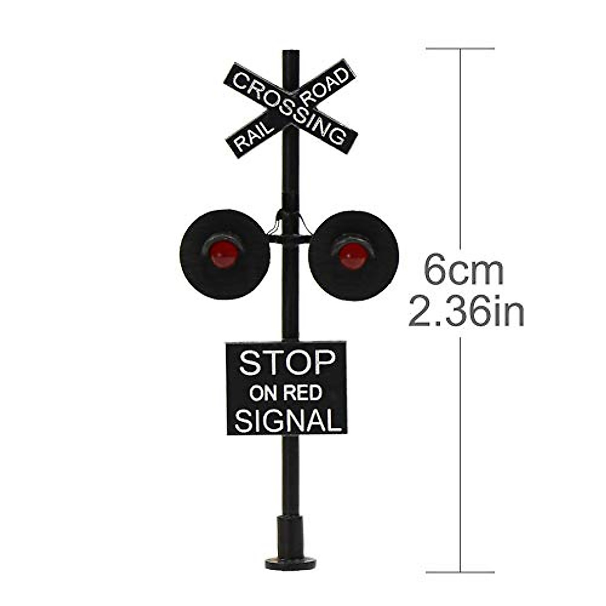 Evemodel JTD877RP 1 Set HO Scale Railroad Train / Track Crossing Sign 2 Heads LED Made + Circuit Board Flasher-Flashing Red Train Stop Signal Lights Decoration and Party