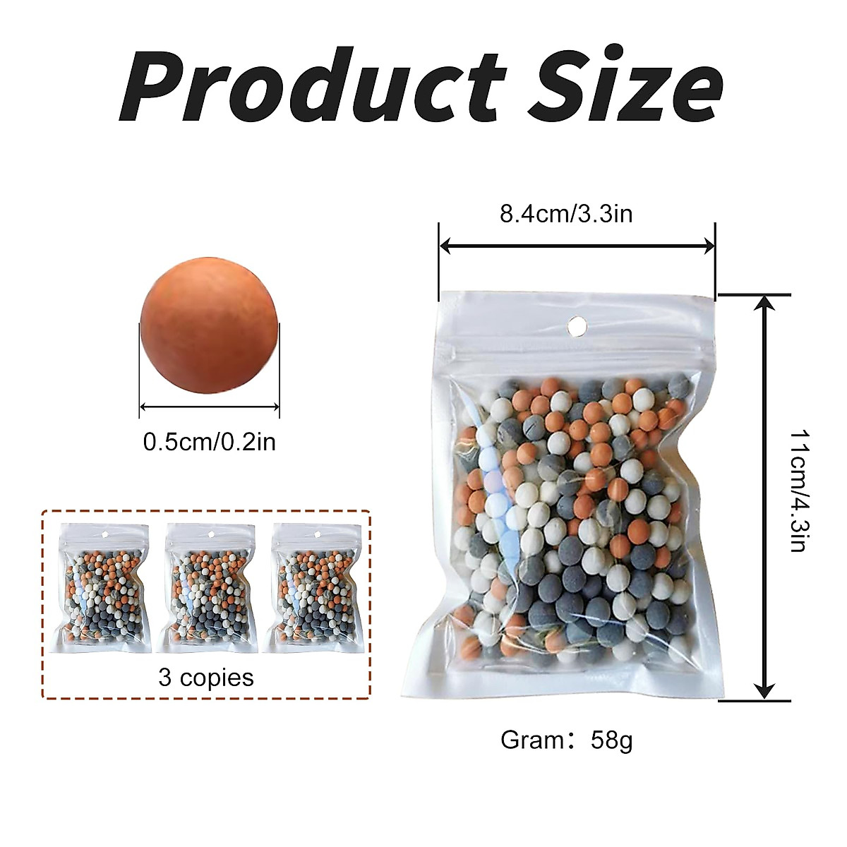 BLMHTWO 3 Packs Replacement Anion Mineral Shower Head Bead Four Color Shower Head Beads Shower Filter Water Stone Beads Filtration Mineral Beads Stones Balls Suitable for Filtered Shower Head