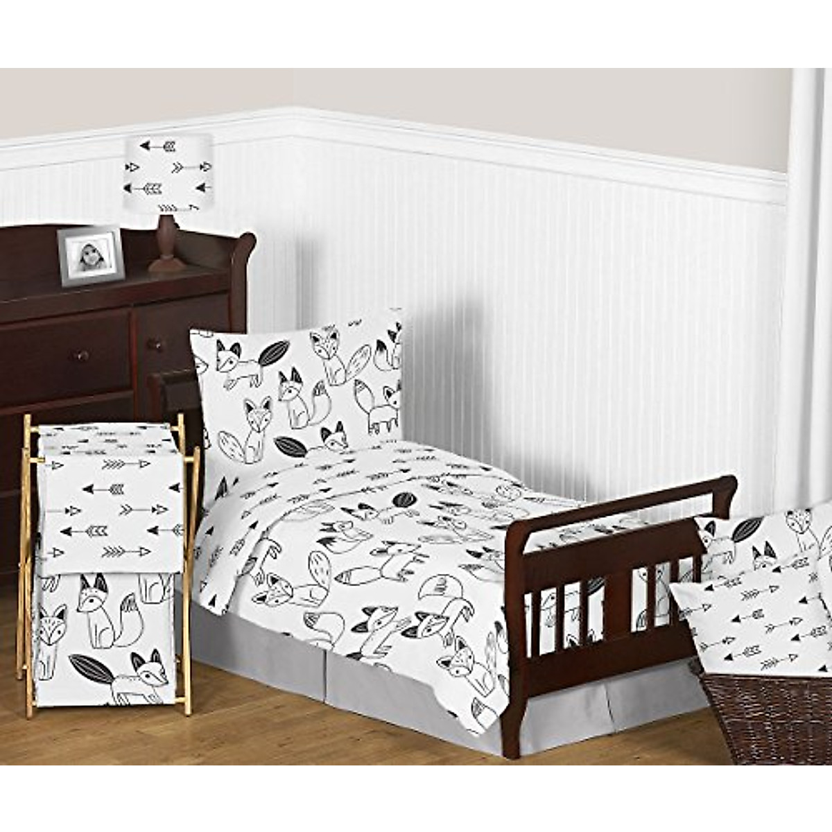 Baby Children Kids Clothes Laundry Hamper for Black and White Fox and Arrow Bedding Set