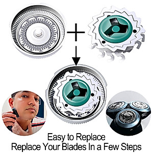 SH60/72 Replacement Heads Compatible with Philipsi Norelcoo Shaver for S6810, S6820, S6850, S6880/81, Replacement Heads for Series 6000 Shavers