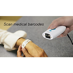 TEEMI Bluetooth Barcode Scanner with Charging Dock Data Receiver, Mini Bar Code Scanner with Neck Wrist Lanyard Included Handheld 2D QR Bar Code Reader for Tablet iPhone iPad Android iOS (Black)