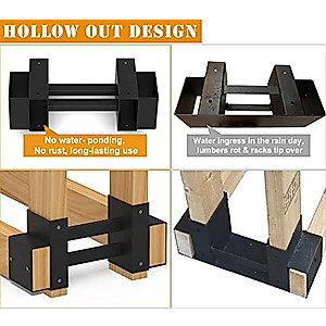 BALIE SPACE Outdoor Firewood Rack Brackets Kit for Fire Wood Pile Storage, Adjustable log stacking Stand Holder for 2x4 lumber, Black, Set of 2…