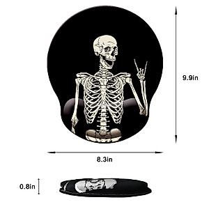 Mouse Pad with Wrist Support, Ergonomic Mouse Pad with Memory Foam Wrist Rest Cushion, Non-Slip Rubber Base Gaming Mice Pad for Home Office Computer Laptop, Human Skeleton