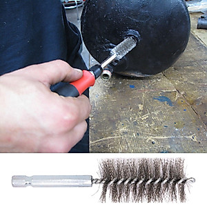 SWZHAI Bore Brush Stainless Steel 2 Pcs, Bore Brush for Drill with 1" Hex Shank Twisted, Round Wire Brush for Power Drill, Cleaner Bore Brush Set for Rust, Cleaning Tubes