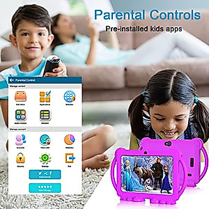 NORTH BISON Kids Tablet, 7 inch Android 11.0 Tablet for Kids, 3GB 32GB Toddler Tablet with Bluetooth, WiFi, GMS, Parental Control, Dual Camera, Shockproof Case, Educational, Games, Light Pink