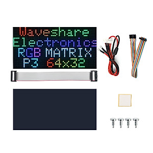 waveshare RGB Full-Color LED Matrix Panel Display Screen 64×32 Pixels 3mm Pitch LED Module Compatible with Raspberry Pi Pico, ESP32, Arduino,2048 Individual RGB LEDs,Adjustable Brightness