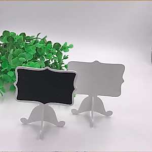 GSHLLO 6 Pcs Mini Rectangle White Frame Chalkboards Food Label Boards Table Number Blackboards Wedding Buffet Brunch Chalkboards Place Card Display Boards Small Message Blackborads