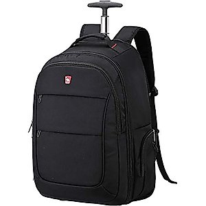 OIWAS 15.6 Inch Rolling Backpack for Adults Loptop Wheeled Backpack with Wheels Travel Carry on Luggage Bag Work School Computer Bag Business Trolley Men Women 30L Black