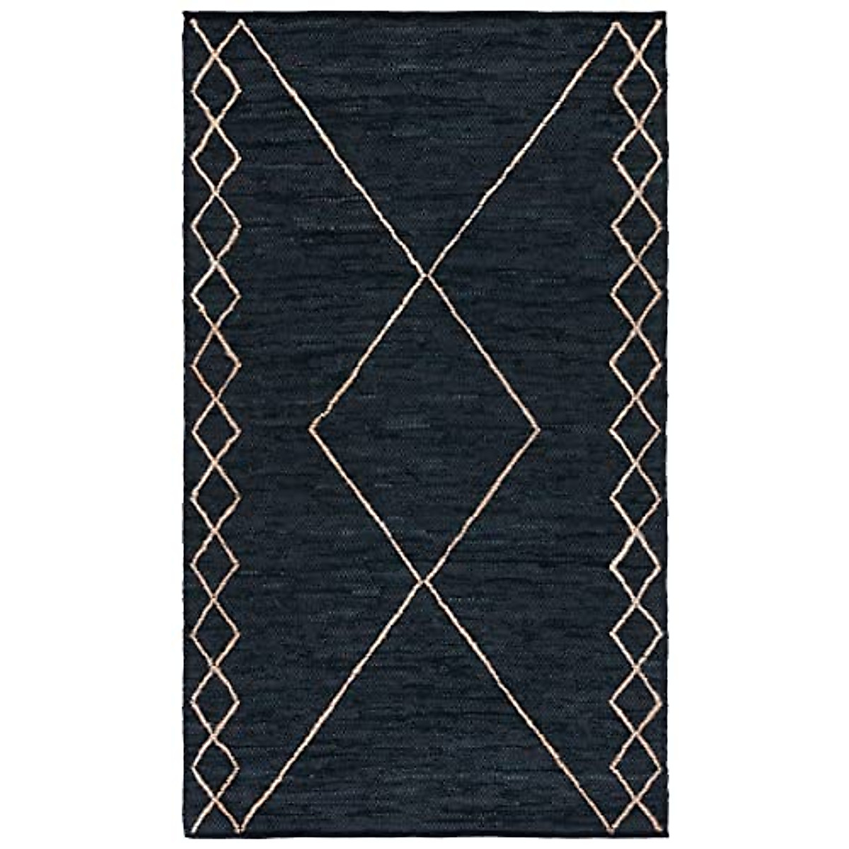 SAFAVIEH Vintage Leather Collection Accent Rug - 4' x 6', Black & Natural, Handmade Modern Rustic Boho, Ideal for High Traffic Areas in Entryway, Living Room, Bedroom (VTL802Z)