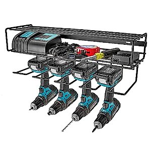 Modern Innovations Heavy Duty Power Tool Organizer & Wall Mount Storage, Floating Rack for Garage & Workshop Organization, Pegboard Drill Holder, Hanging Storage Rack for Cordless Tools