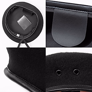 Gajaous British Military Berets for Men and Women,Wool and Leather Beret Hats,Multiple Colours Army Beret (Black,Red,Green,Navy Blue,Dark Green,Wine Red)