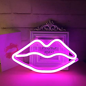 Neon Lips Light Signs, Led Lips Night Lights Decor Lights for Kid's Gift, Wall, Birthday Party, Christmas, Wedding Decoration(pink)