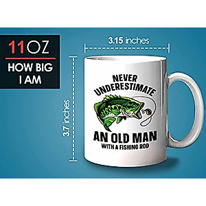 Fisher Coffee Mug 11oz White - old man with a fishing rod - Fisherman Outdoorsmen Fishing Lake Lover Reel Dad Bass Lover Part Time Hooker