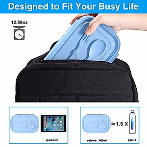 Jeopace Bento Box for Kids Lunch Containers with 4 Compartments Kids Bento Lunch Box Microwave/Freezer/Dishwasher Safe (Flatware Included,Light Blue)