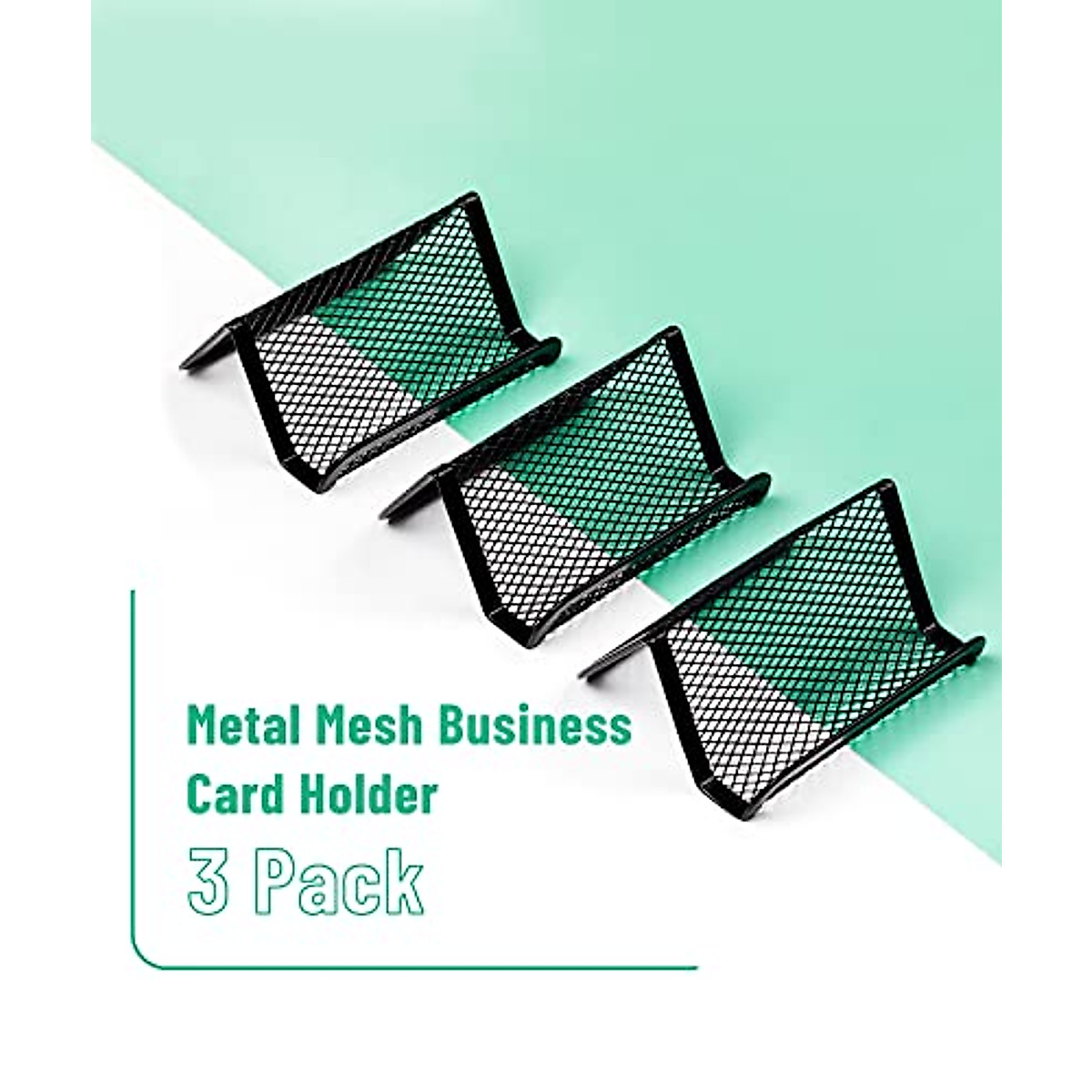 Mr. Pen- Metal Mesh Business Card Holder, 3 Pack, Black, Card Holder for Desk, Card Holder for Business Cards, Desk Card Holder, Business Card Stand, Business Card Display, Card Holder for Office
