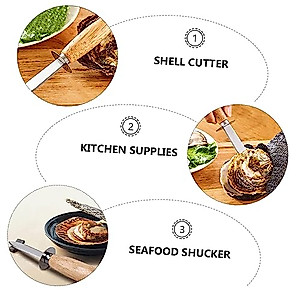 HEMOTON Seafood Tools 2pcs Stainless Steel Oyster Knife Stainless Steel Cutter Seafood Opener Open Shell Tool Stainless Steel Knives Utility Knife Stainless Steel, Wood Oyster Cutter