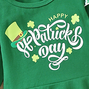 HINTINA Infant Baby Girls St. Saint Patrick's Paddys Day Outfit Ruffle Long Sleeve Clover Shamrock Clothes Set 6-12 Months