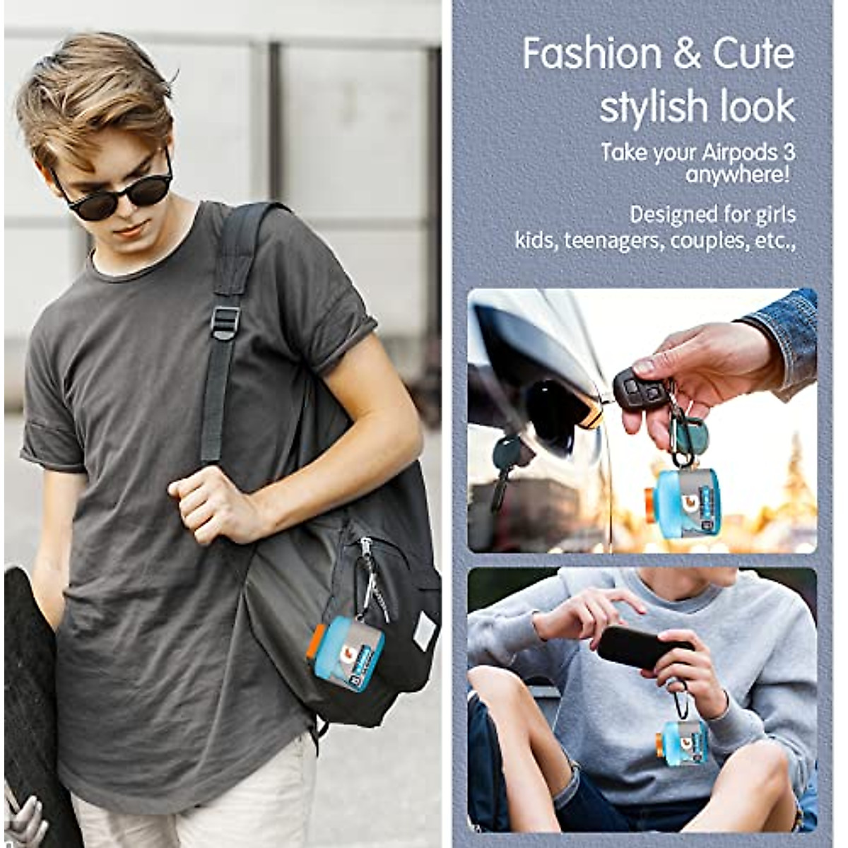 Cartoon Sport Water Case for AirPods 3 Case (2021), 6in1 Accessories Set Protective Cover for Air pods 3, Cute Food Design Silicone Case for AirPods 3rd Generation Case for Boys Men (Blue Sport Water)