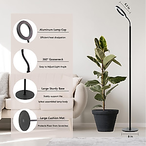 Geciliaoran Grow Light for Indoor Plants, Full Spectrum LED Halo Tall Plant Growing Lights with Stand, Height Adjustable Growth Floor Lamp with Automatic Timer, Dimmable Brightness for Large Plant