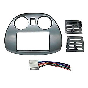 Radio Stereo Double 2 Din Dash Install Kit Mount Trim Bezel w/Wiring Harness and Factory Blue LED Compatible with Mitsubishi Eclipse