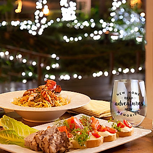 Housewarming Gifts for New Home - New Home New Adventure New Memories Funny Rainbow Wine Glass for New Home House Owner Friends Couple Women Men, Unique First Time House Owner Gift for Men and Women