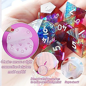 BABORUI Dice Molds for Resin, 7 Shapes DND Dice Resin Mold Silicone, Integrated Polyhedral Dice Silicone Molds for Making DND Dice Set Table Board Game