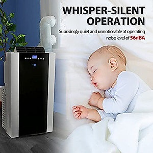 Whynter ARC-14SH 14,000 BTU (9,200 BTU SACC) Dual Hose Portable Air Conditioner and Portable Heater with Dehumidifier and Fan for Rooms Up to 500 Square Feet, Platinum/Black, AC Unit + Heater
