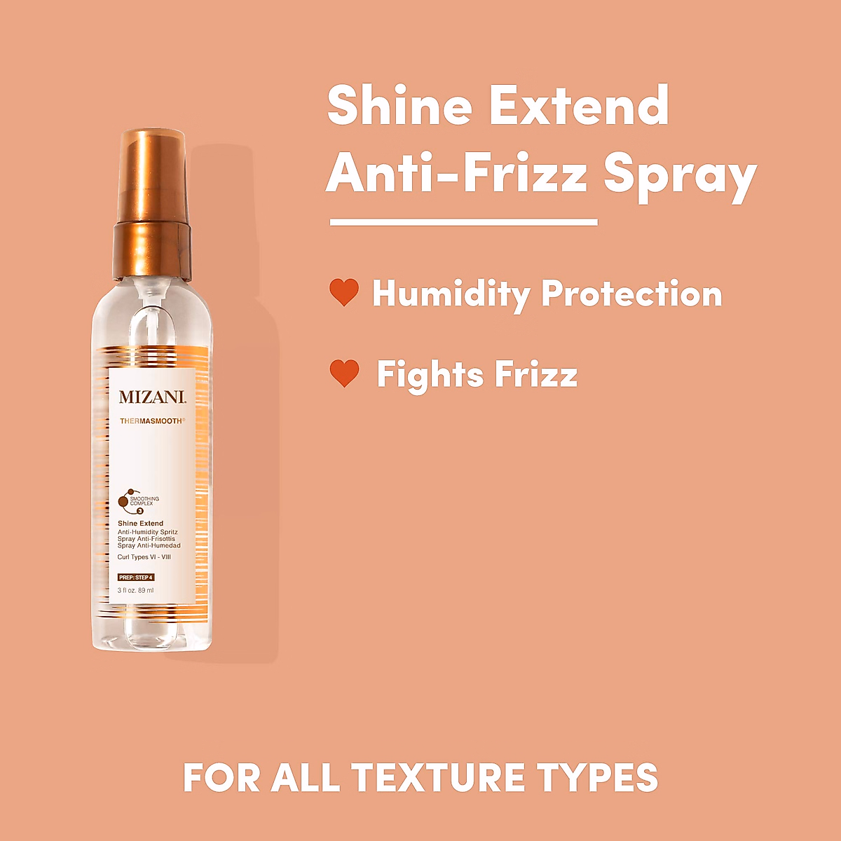 Mizani Thermasmooth Shine Extend Anti-Humidity Spritz | Seals Blowouts & Prevents Frizz | for Curly Hair | 3 Fl Oz