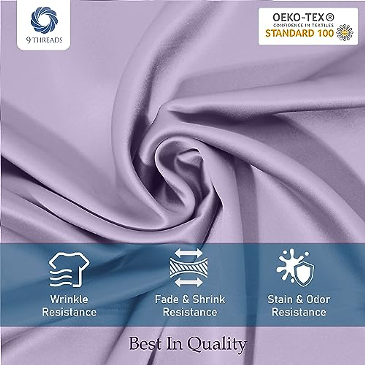 9Threads 400 Thread Count 100% Cotton Sateen Bed Sheets Deep Pocket, Cotton Bedsheets Crisp Cool and Strong Bed Linen (Light Purple, Queen (U.S. Standard))