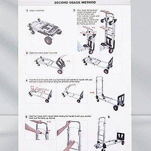 Folding Hand Truck Dolly Heavy Duty Aluminum Hand Truck with Wheels Collapsible 2 in 1 Convertible Hand Truck - 330 lbs Load Capacity, Multi-Position Hand Truck Dolly Cart with Telescoping Handle
