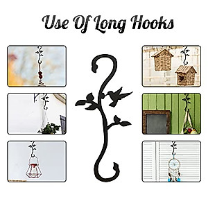YILONGDA Bird Feeder House Hanger Hooks for Outside, Decorative Heavy Duty Plant Hangers Hooks Outdoor, S Garden Hooks Extender for Hanging Hummingbird, Wind Chimes, Flower Basket(2PCS/Hummingbird)