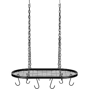 20 Inch Pots and Pans Organizer Hanging Pot Rack Pot and Pan Organizer with 20 S Hooks for Home, Restaurant, Kitchen Cookware, Utensils, Books, Household (Black)