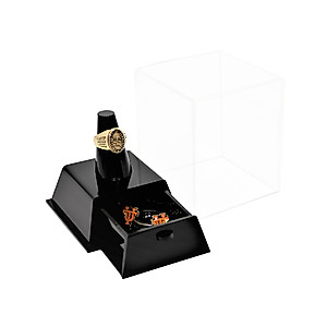 Better Display Cases Clear Acrylic Championship School Ring Display Case with Drawer and Black Acrylic Ring Holder (A064-A)