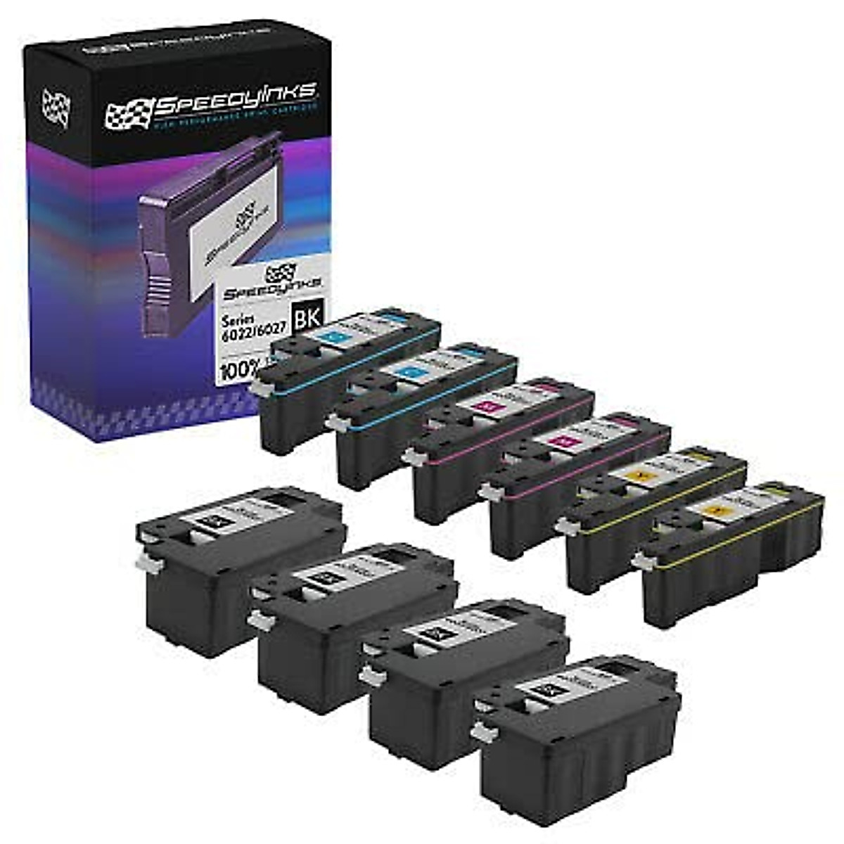 Speedy Inks Compatible Toner Cartridge Replacement for Xerox Phaser 6022 & WorkCentre 6027 (4 Black, 2 Cyan, 2 Magenta, 2 Yellow, 10-Pack)