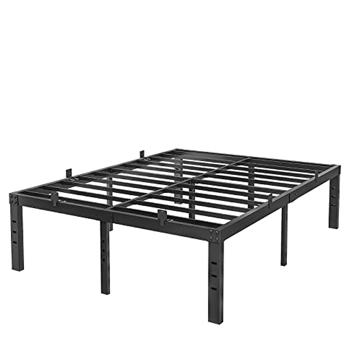 COMASACH Bed Frame King and 6 Pcs Non Slip Mattress Gaskets, No Box Spring Needed, 14 Inch Black Metal Platform Bed Frames, 4000Lb Heavy Duty Steel Slat Support, Noise Free Mattress Foundation