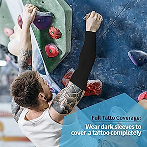 YESLIFE Black UPF 50 Cooling Sports Arm Sleeve for Women, Men & Kid, UV Sun Protection Arm Sleeves for Men & Women - Tattoo Cover Up