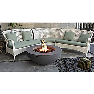 Elementi Lunar Bowl Cast Concrete Propane Fire Table, Outdoor Fire Pit Fire Table/ Patio Furniture, 45,000 BTU Auto-Ignition, Stainless Steel Burner, Canvas Cover & Lava Rock Included